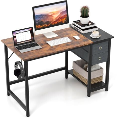 120 cm Home Office Desk Writing Desk Modern Computer Workstation with 2 ...