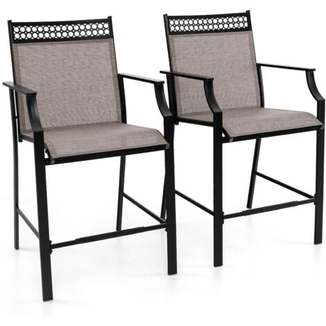 Outdoor Patio Chair Set of 2 Home Patio Counter Height Chairs w/Footrest
