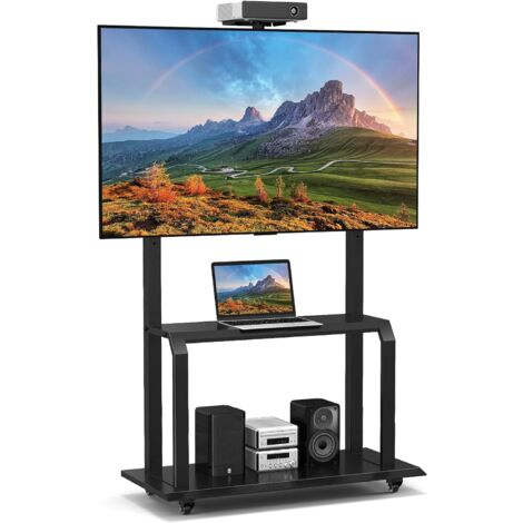 Mobile TV Stand Rolling TV Cart w/ Camera Shelf & AV Shelves