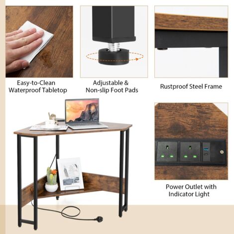COSTWAY Corner Desk 90-degree Triangle Computer Desk Laptop Desk w ...