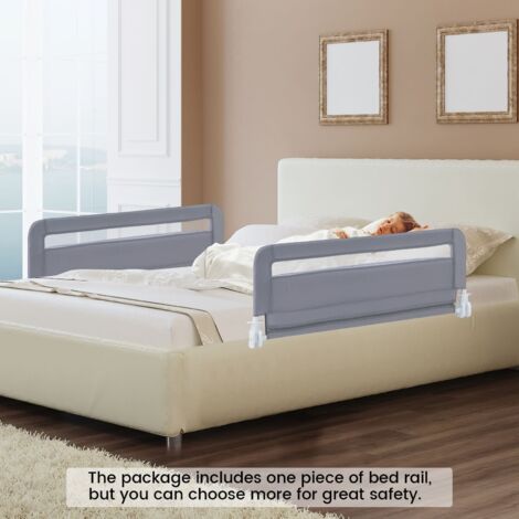 COSTWAY Toddlers Bed Rail Guard 100cm Foldable Baby Bed Rail-Grey