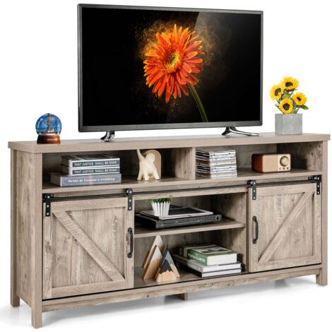 Tv stand with sliding barn doors store