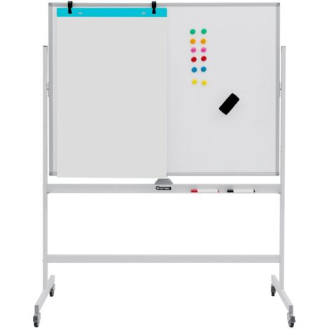 COSTWAY Double Sided Magnetic Whiteboard Adjustable Mobile Revolving ...