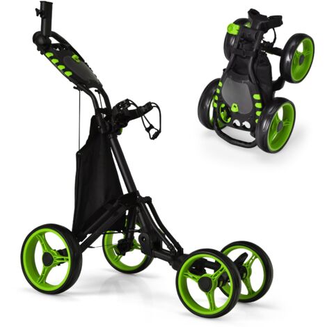 COSTWAY Golf Push Pull Cart Lightweight Folding 4 Wheels Golf Push Cart ...