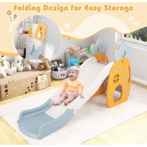 COSTWAY Freestanding Kids Slide Indoor Foldable Kids Slide with Climber