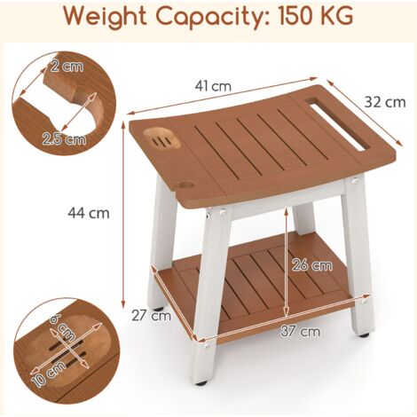COSTWAY Shower Bench Seat HIPS Shower Stool w/Handle & Shower Head-Brown