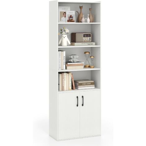 COSTWAY 178 CM Bookcase 6-tier Modern Style Storage Cabinet-White