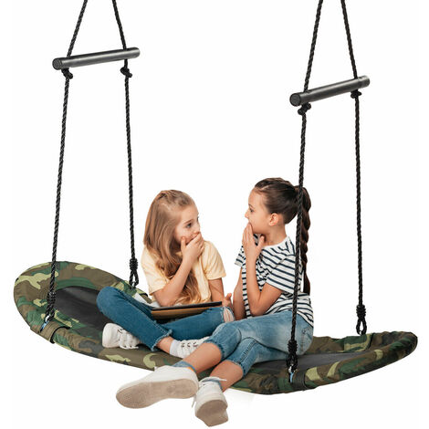 Saucer Tree swing w/ Soft Padded Edge Kid and Adult Oval Platform Swing Mat