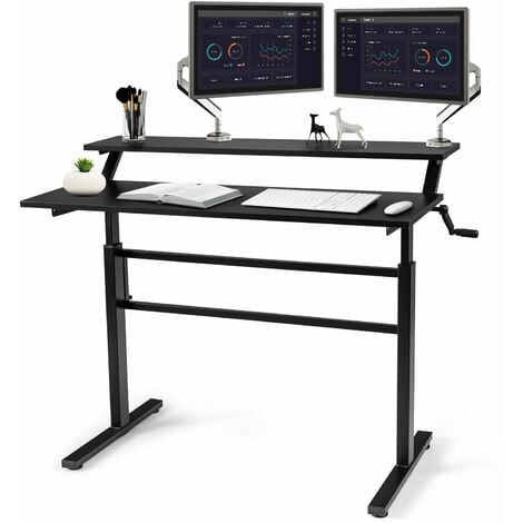2-Tier Standing Desk Sit to Stand Workstation Ergonomic Computer Table ...