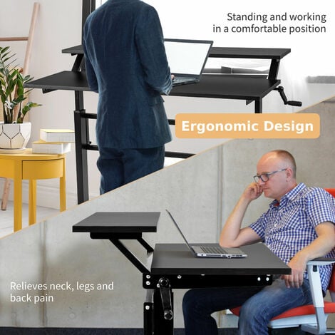 2-Tier Standing Desk Sit to Stand Workstation Ergonomic Computer Table ...