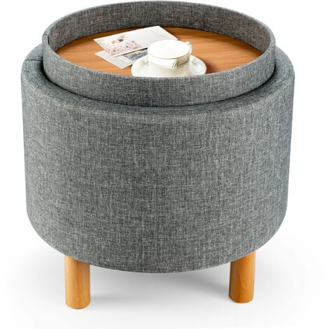 Grey round storage ottoman store