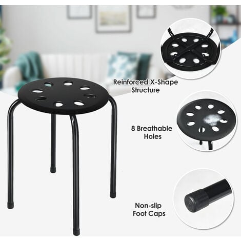 Set of 6 Stackable Dining Stools Portable Round Chairs Kitchen ...
