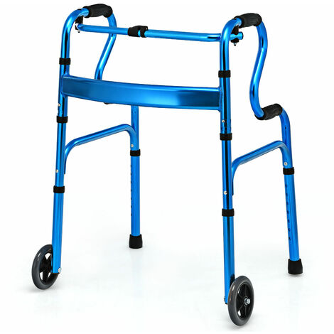 3 in 1 Folding Walker Aluminum Alloy Walker w/ Unidirectional Wheels ...