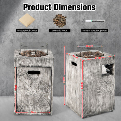 30000BTU Propane Gas Fire Pit Table Outdoor Square Fire Table Backyard ...