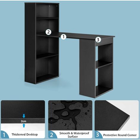 COSTWAY Computer Desk, Wooden PC Laptop Table Writing Workstation with ...