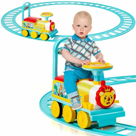 Kids Ride On Train 6V Electric Ride On Toy With 16 Pieces Tracks Lights ...