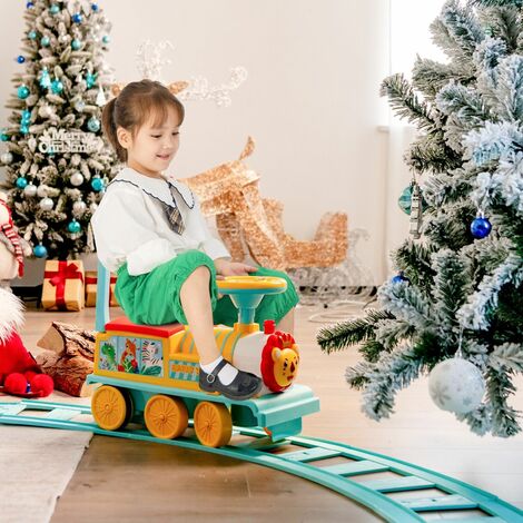 Kids Ride On Train 6V Electric Ride On Toy With 16 Pieces Tracks Lights ...