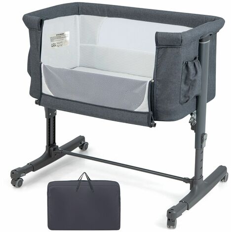 3-in-1 Baby Bedside Bassinet Crib Height-adjustable Infant Newborn Cot Bed