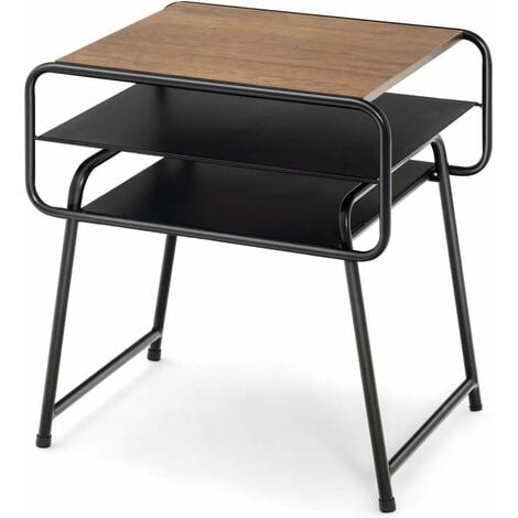 COSTWAY 3-Tier Sofa Side Table, Modern Coffee Snack Table, Metal Frame ...