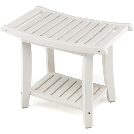 Corner Shower Bench Stool Bathroom Seat 2-Tier Storage Shelf Bathroom ...