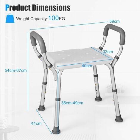 Bath Chair Shower Bench Height Adjustable Shower Seat Bathroom Bathtub ...