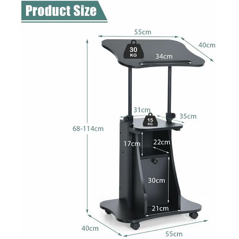 Mobile Laptop Table Height Adjustable Sit Stand Computer Desk ...