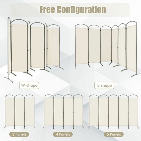6 Panel Room Divider 188cm Folding Privacy Screen Portable Freestanding ...