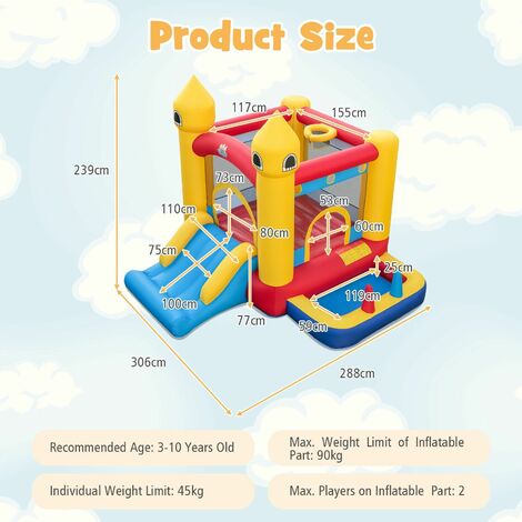 Inflatable Bounce Castle 5-in-1 Jumping House W/ Slide Ball Pit ...
