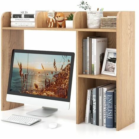 3-Tier Desk Bookshelf Wooden Home Display Shelf Multipurpose Storage ...