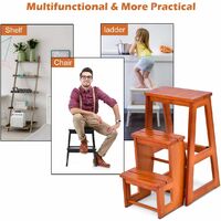 COSTWAY 3 Tier Step Stool for Kids & Adults, Wooden Folding Stepladder ...