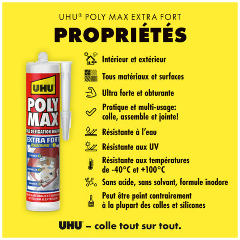 Pack UHU Power Pistol - 2 cartouches colle mastic Extra Forte Polymax ...