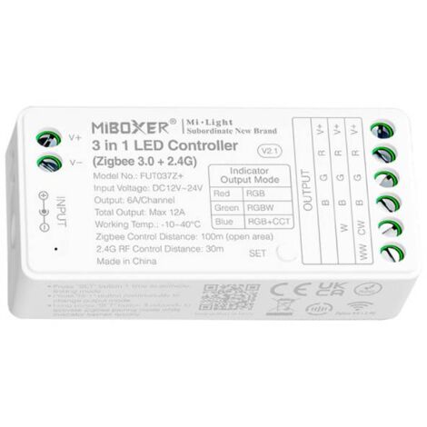 ZigBee + 2.4G RF controlador DC12-48V - 3 en 1 RGB+RGBW+RGBCCT