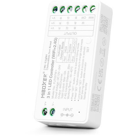 Controlador WiFi + 2.4G RF, DC12-24V, 12A, 3 en 1, RGB+RGBW+RGBCCT