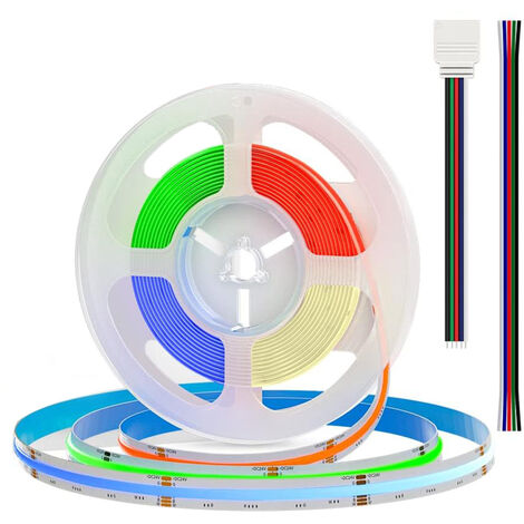 Tira LED RGB+W COB, DC24V, 5m (896Led/m), 100W, IP20, RGB + Blanco frío