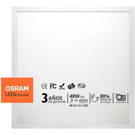 Panel LED 48W-40W-36W-24W, 60x60cm, chip led Osram, Blanco cálido
