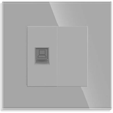 Conector Red RJ45, CAT 6, KOOB frontal gris cristal