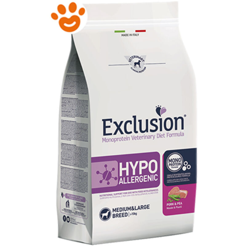 Exclusion Hypoallergenic Medium/Large con Maiale e Piselli per Cani da 2 kg