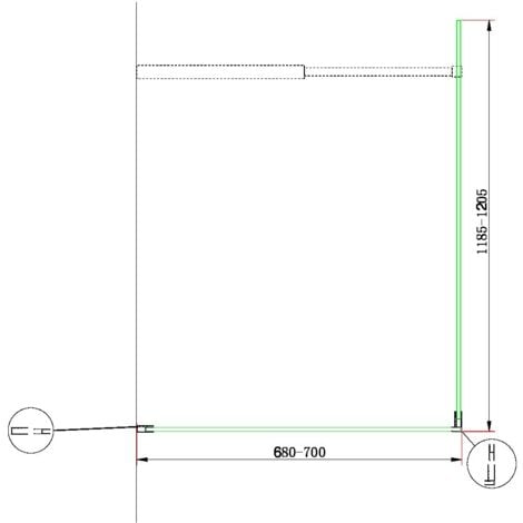 Parete Doccia Walk-in Angolare Doppio Vetro 8 mm Reversibile 68-70 x ...