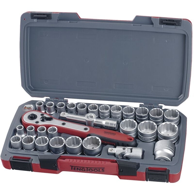 Jeu de douilles 1/2 mm/AF 30 pcs Teng Tools T1230