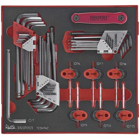Jeu de clés HEX- TX Foam2 tray 42 pièces Teng Tools TEDHT42