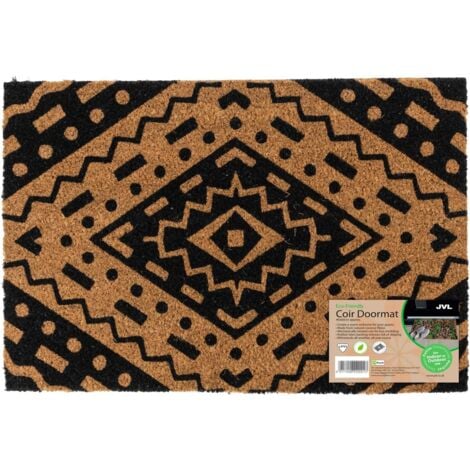 JVL Eco-Friendly Latex Backed Coir Entrance Doormat, 40x60cm - Aztec