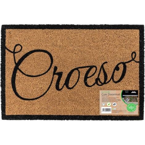 JVL Eco-Friendly Latex Backed Coir Entrance Doormat, 40x60cm - Croeso