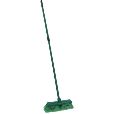 Outdoor Hard Bristle Broom with Telescopic Handle, Green