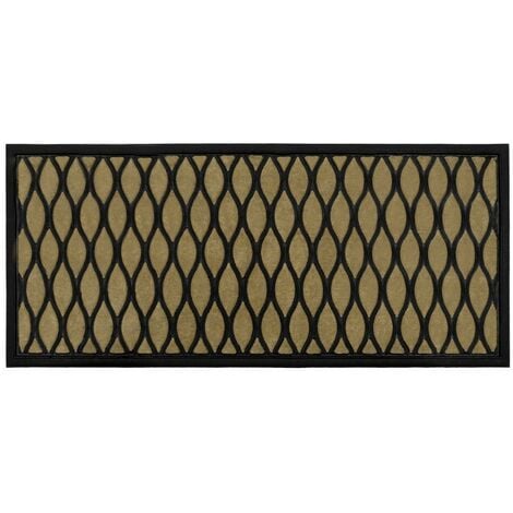 Vienna Rubber Backed Scraper Doormat, 45x100cm, Droplet, Brown