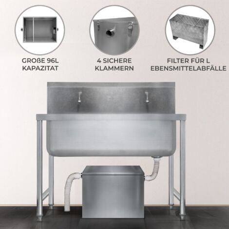 Kommerzieller Fettabscheider, 96 l, Edelstahl, Abfallfilter, Restaurant