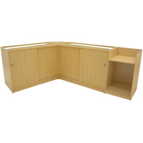 Ahorn Verkaufstheken-Set Aries mit LED-Beleuchtung – K1500, CM60, TB60