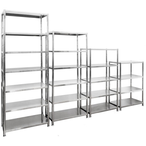 Set di 4 Scaffali Acciaio Inox - 296x41x200 Scaffale Metallo ...