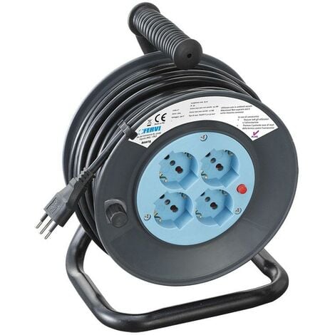 Avvolgicavo prolunga elettrica cavo 50 metri 3x1.5 presa shuko Fervi ...