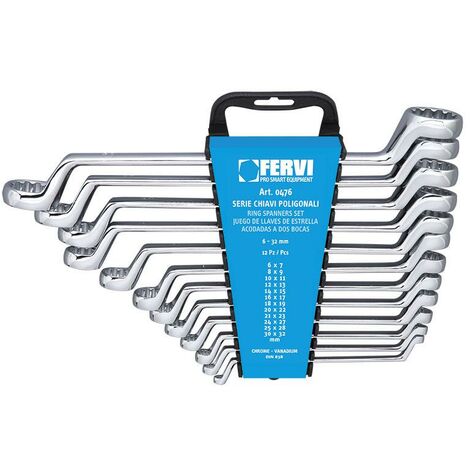 Serie 12 chiavi poligonali 6x7 - 30x32 Fervi 0476