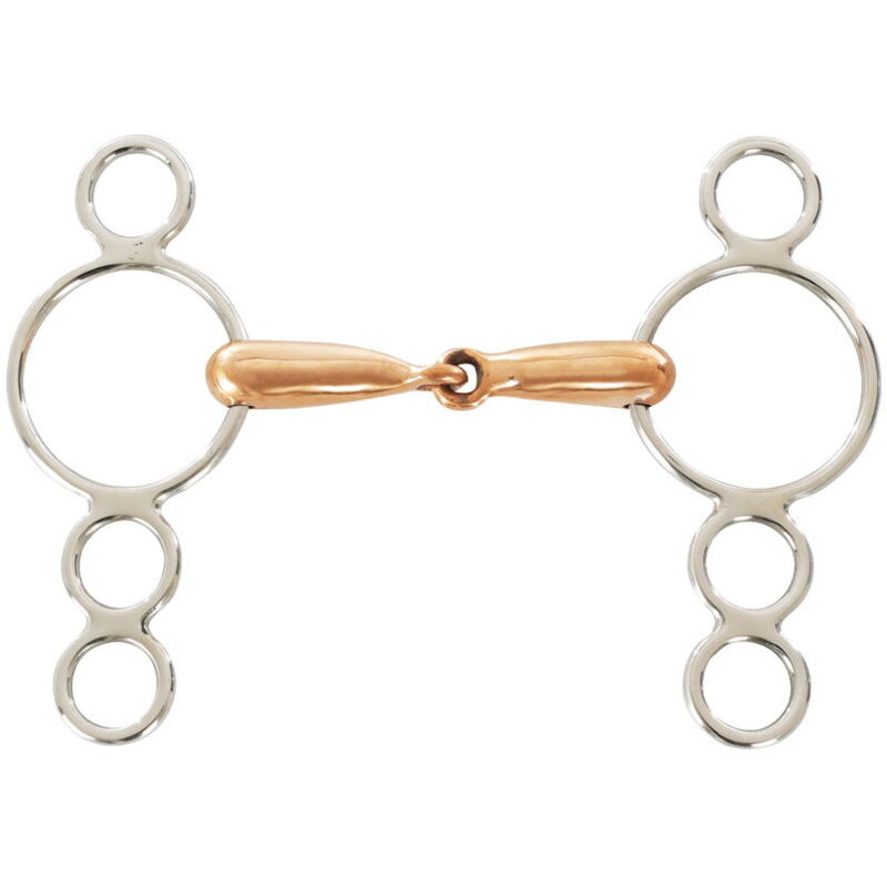 Filetto pessoa per pony a 2 chiamate in inox con imboccatura in rame